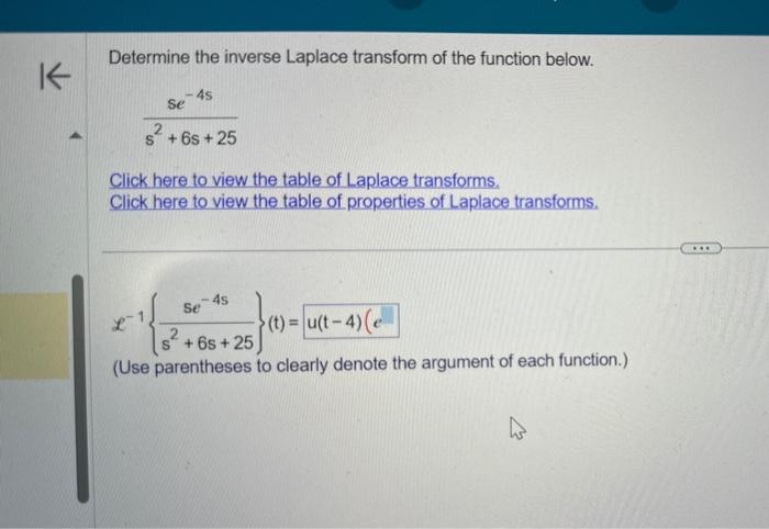 Solved Determine the inverse Laplace transform of the | Chegg.com