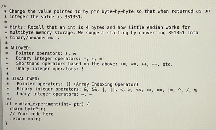 Solved 1) return 1 if ptr points to a byte within the | Chegg.com