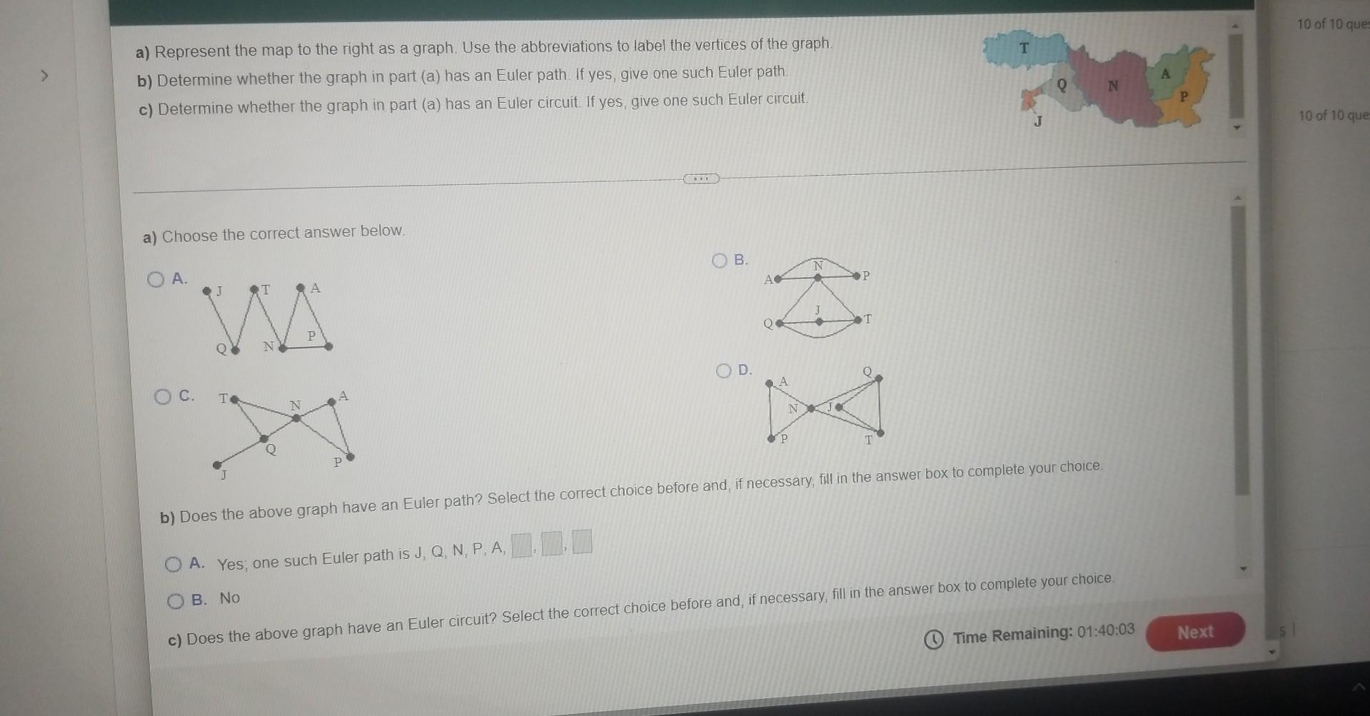 Solved A Represent The Map To The Right As A Graph Use The 1306
