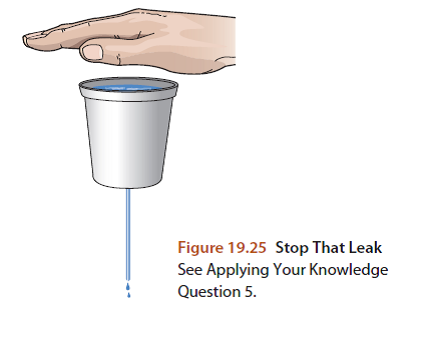 Solved: Water leaks from a cup with a hole, as shown in ? Fig. 19 ...