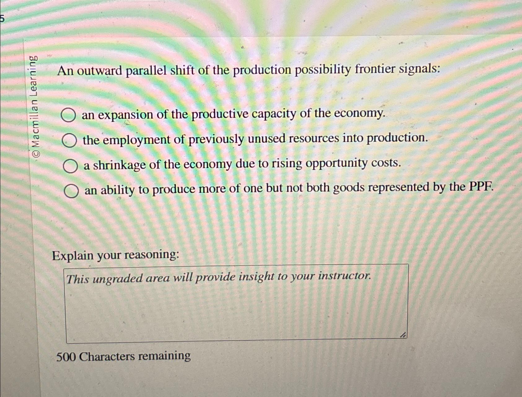 Solved An outward parallel shift of the production | Chegg.com