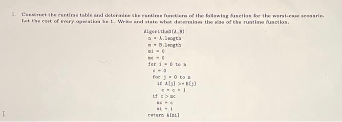 Solved 1 Construct The Runtime Table And Determine The 