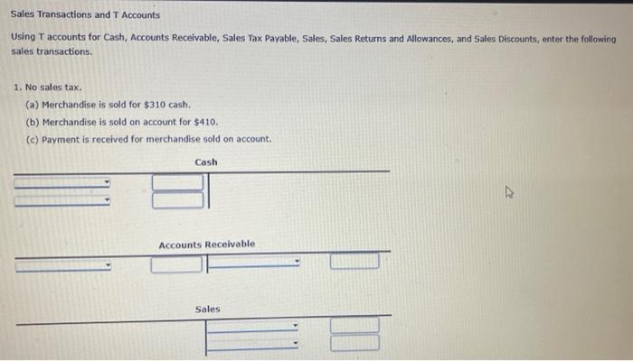 Solved Sales Transactions and T Accounts Using T accounts | Chegg.com