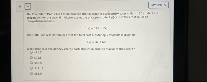 Solved 11. V MY NOTES The Penn State Math Club has | Chegg.com