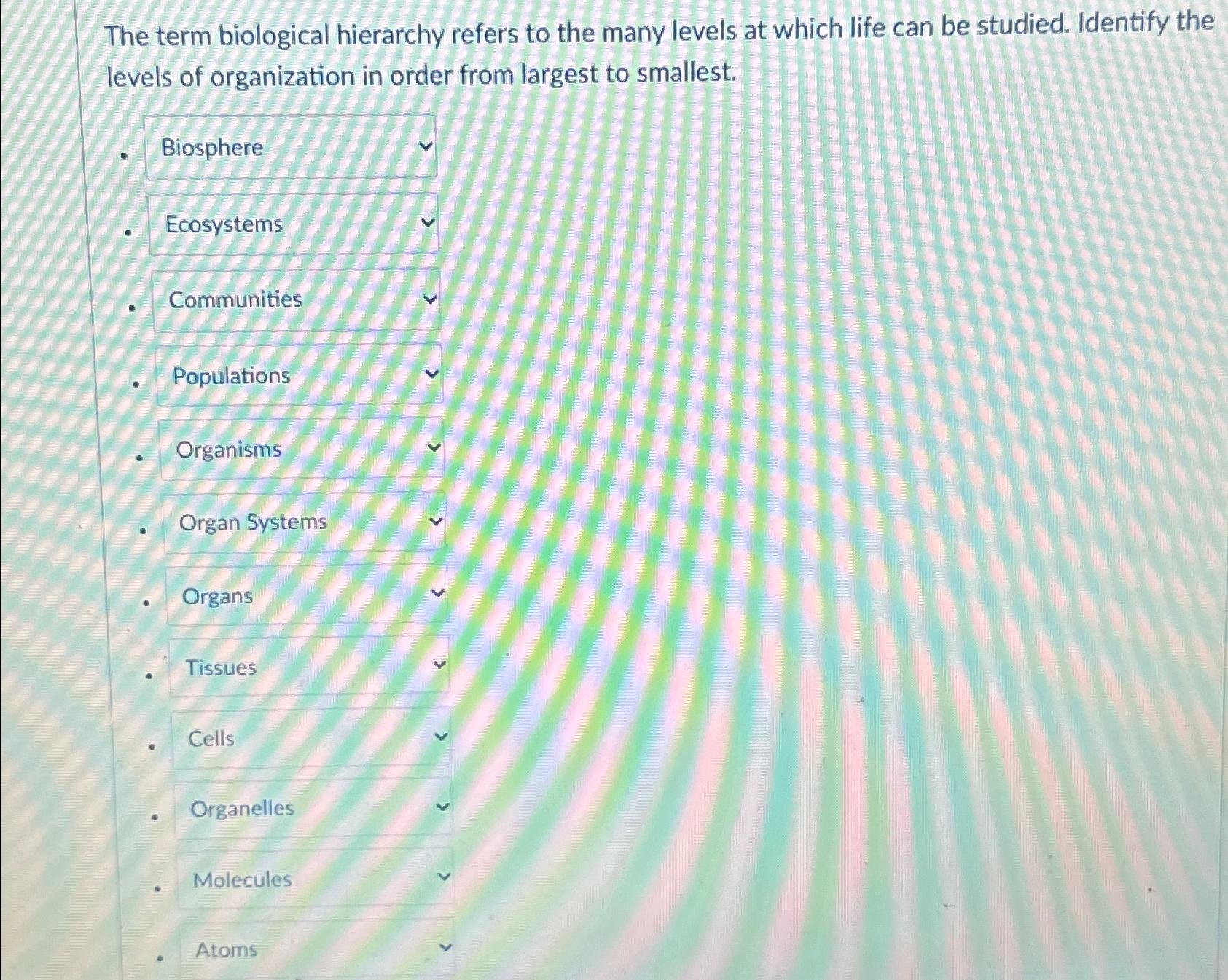 Solved The term biological hierarchy refers to the many | Chegg.com