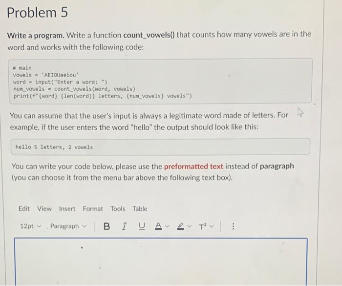 Solved Problem 5 Write a program. Write a function | Chegg.com