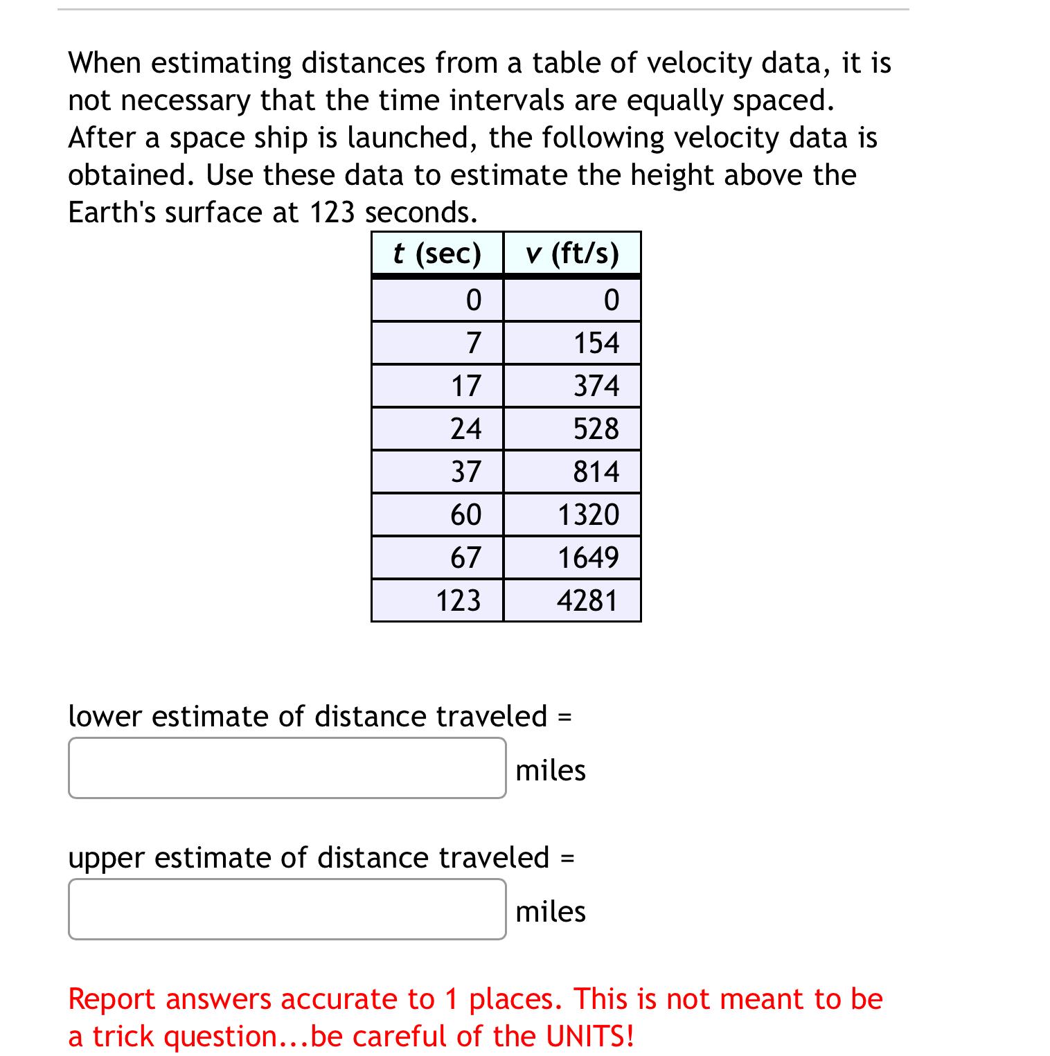 Solved When estimating distances from a table of velocity | Chegg.com