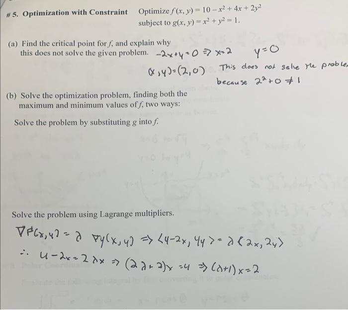 Solved # 5. Optimization with Constraint Optimize | Chegg.com