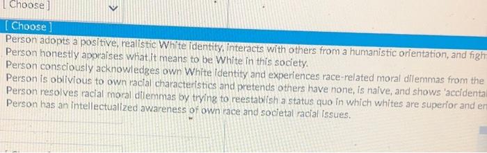 [Solved]: Match each stage of the White Racial Identity Dev