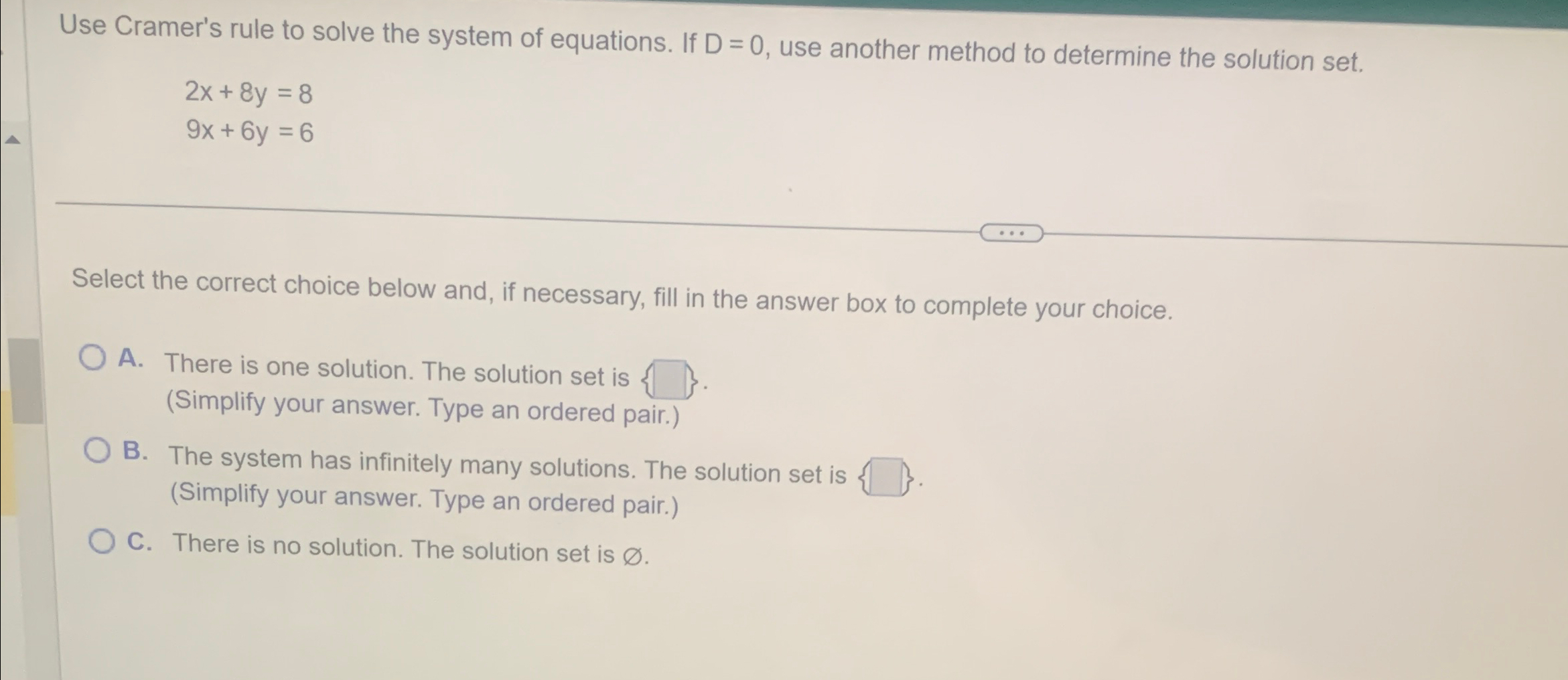 Solved Use Cramer's rule to solve the system of equations. | Chegg.com