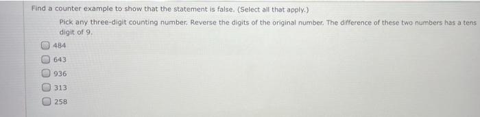 Solved Find a counter example to show that the statement is | Chegg.com