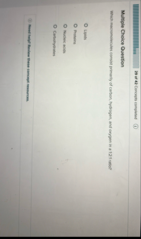 Solved 29 ﻿of 42 ﻿Concepts completedMultiple Choice | Chegg.com