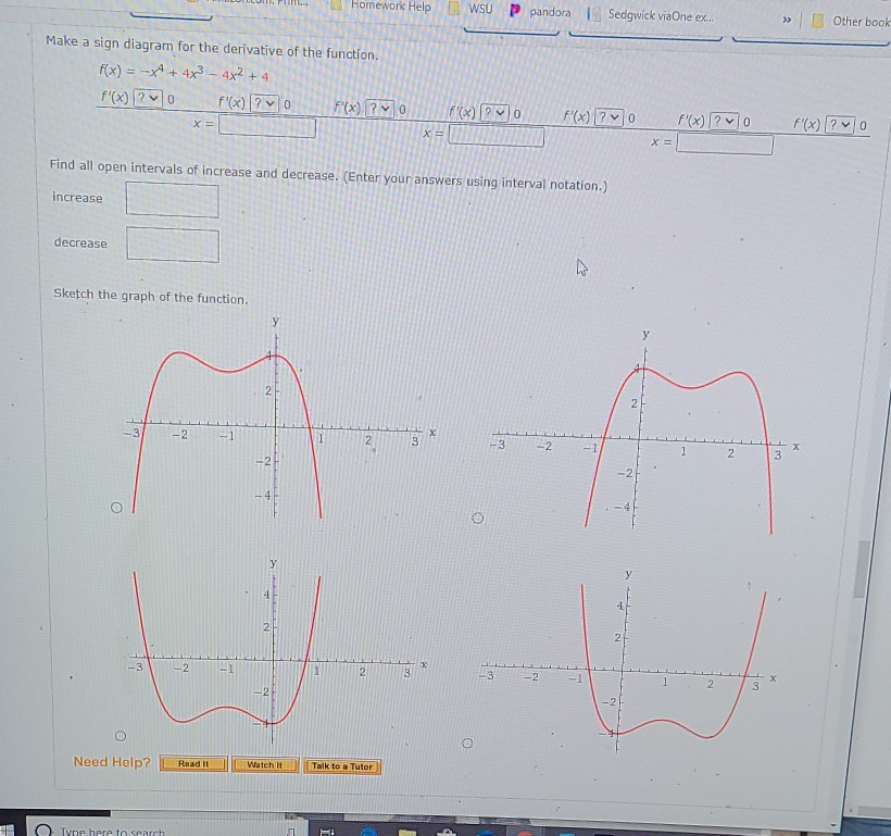 Solved . Homework HelpWSUP pandora Sedgwick viaOne ex... >> | Chegg.com
