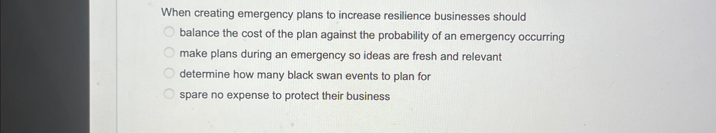 Solved When creating emergency plans to increase resilience | Chegg.com