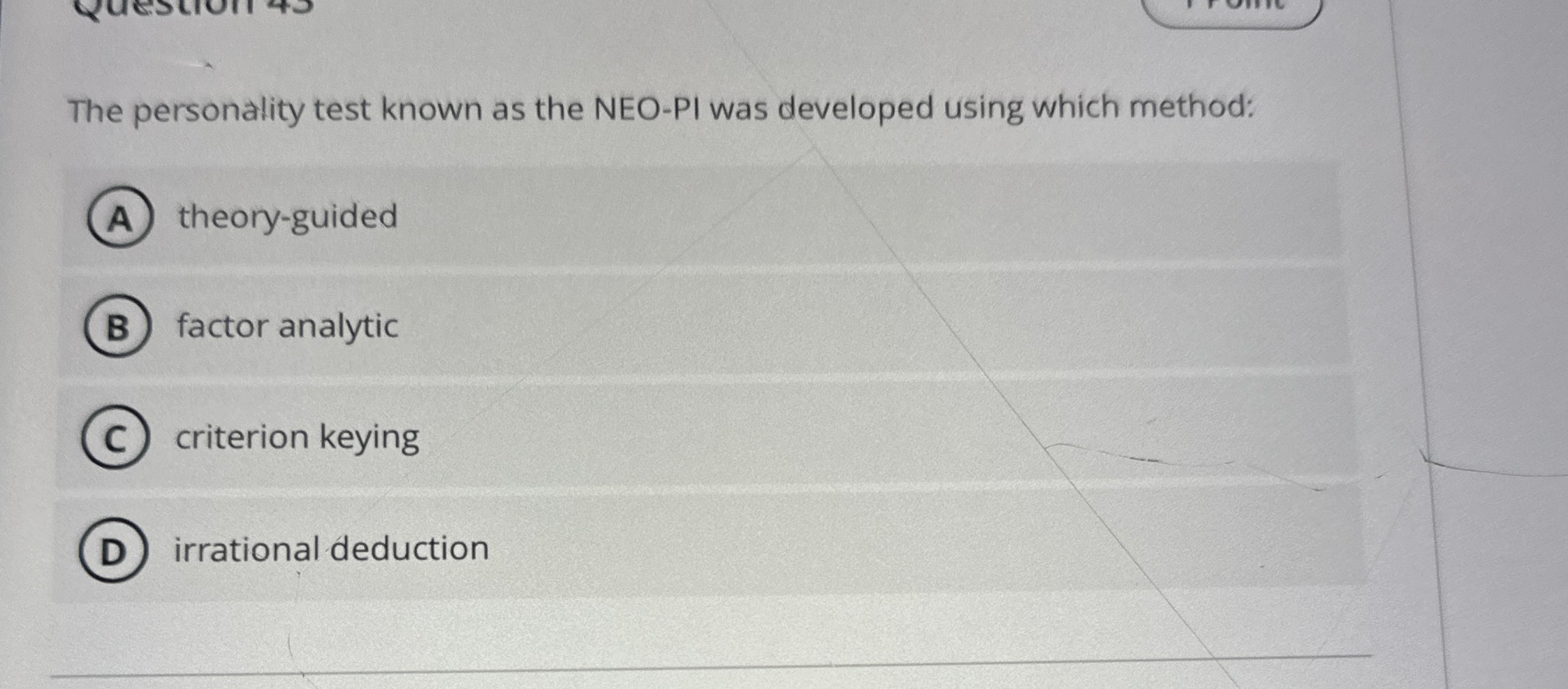 Solved The personality test known as the NEO-PI was | Chegg.com
