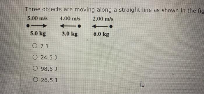 Solved Part A) Three objects are moving along a straight | Chegg.com