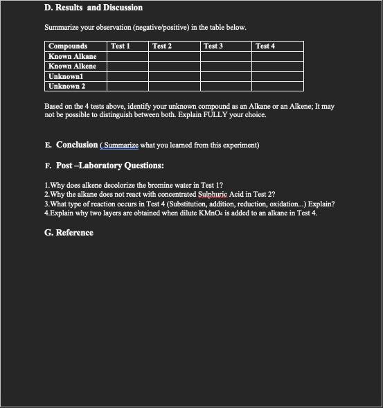 Solved Lab 01: Characterization tests of Alkanes and | Chegg.com