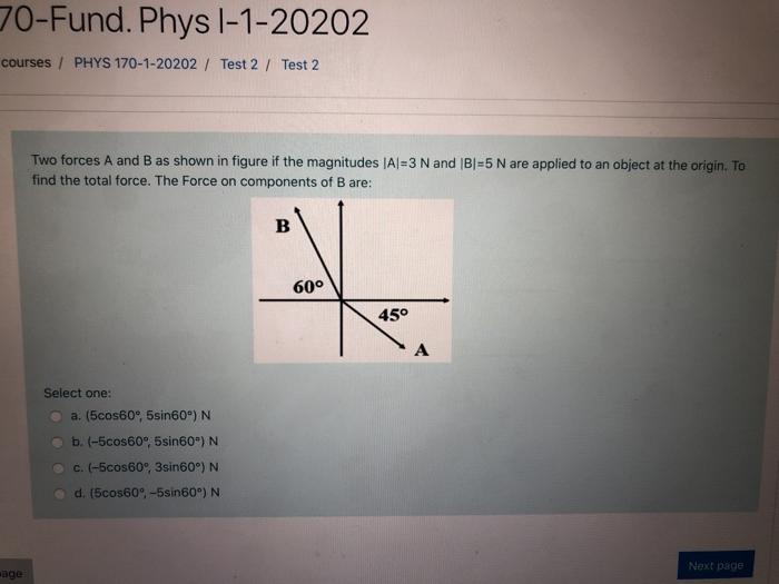 Solved 70-Fund. Phys 1-1-20202 courses / PHYS 170-1-20202 / | Chegg.com
