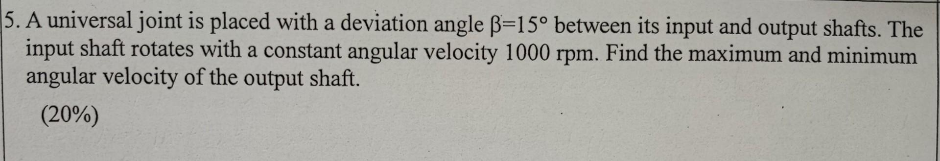 Solved A universal joint is placed with a deviation angle | Chegg.com