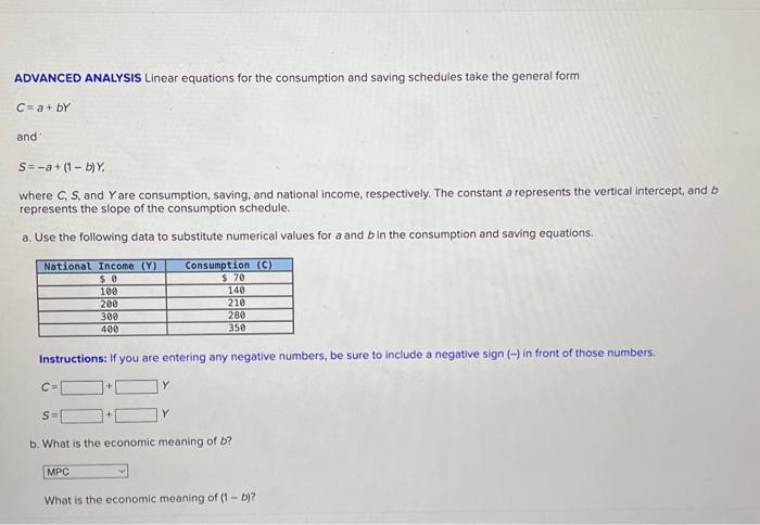 Solved ADVANCED ANALYSIS Linear equations for the | Chegg.com