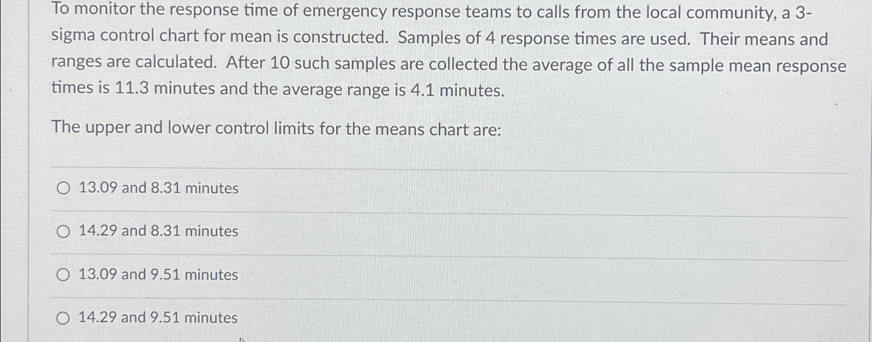 Solved To monitor the response time of emergency response | Chegg.com