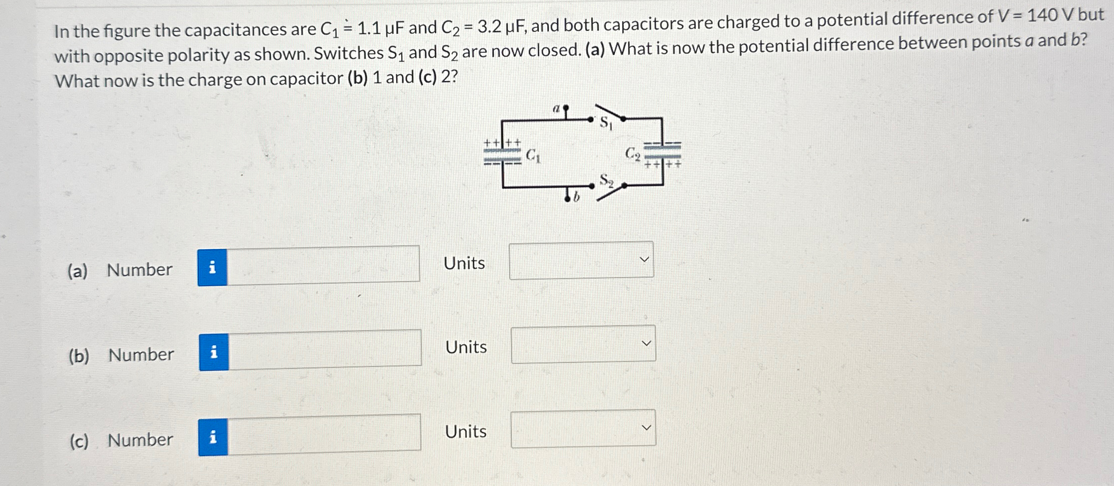 Solved In the figure the capacitances are C1≐1.1μF ﻿and | Chegg.com