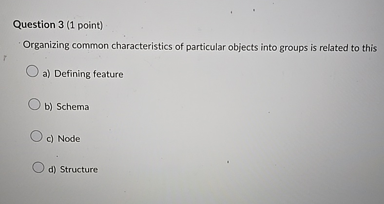 Solved Question 3 (1 ﻿point)Organizing common | Chegg.com