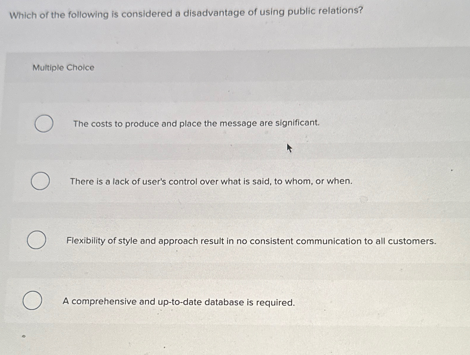 Solved Which of the following is considered a disadvantage | Chegg.com