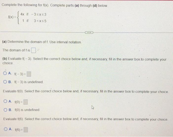 Solved Complete the following for f(x) Complete parts (a) | Chegg.com