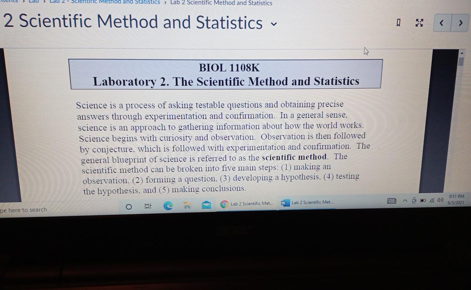 Solved Method and Statistics > Lab 2 Scientific Method and | Chegg.com