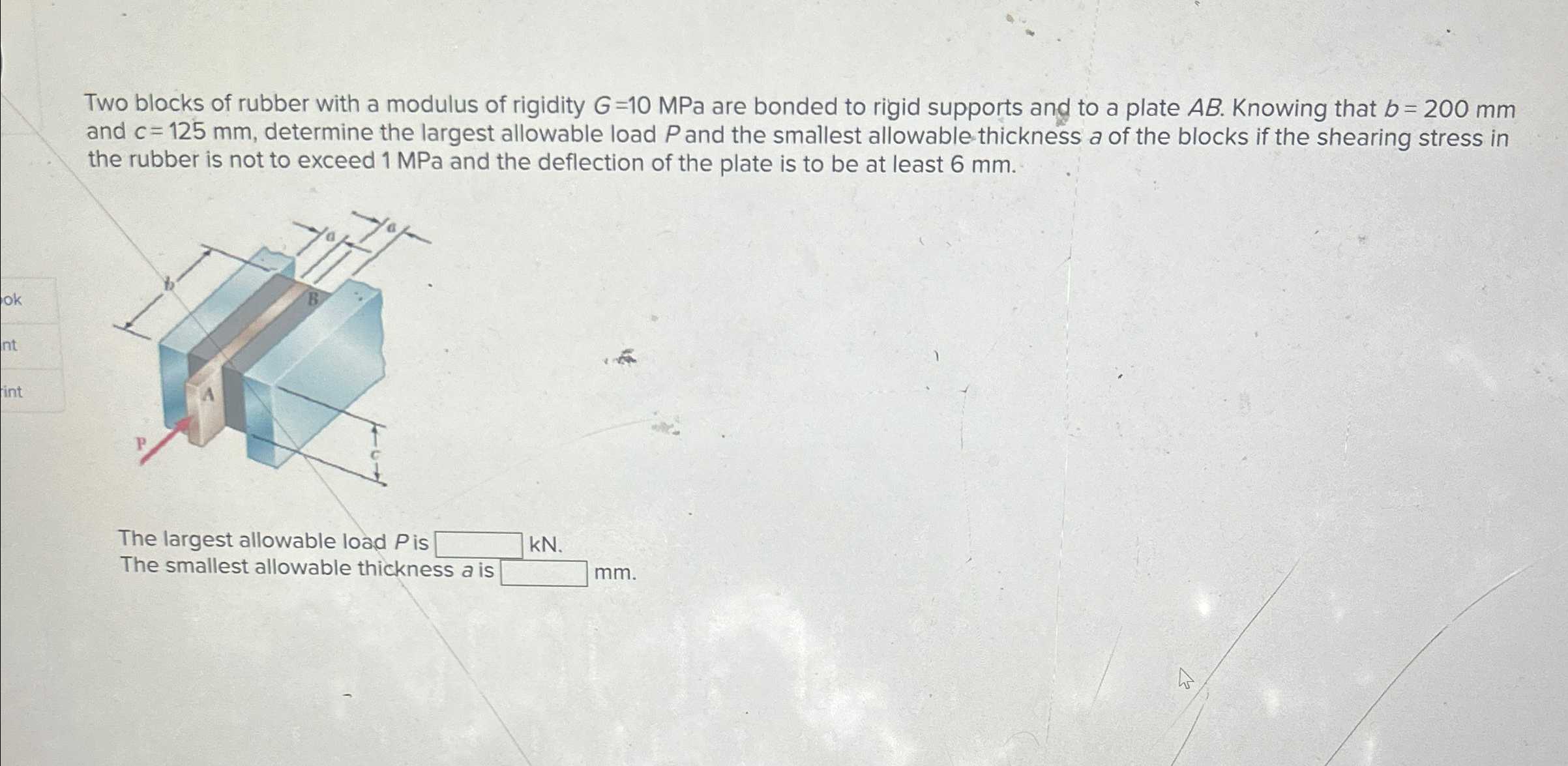 Solved Two blocks of rubber with a modulus of rigidity | Chegg.com