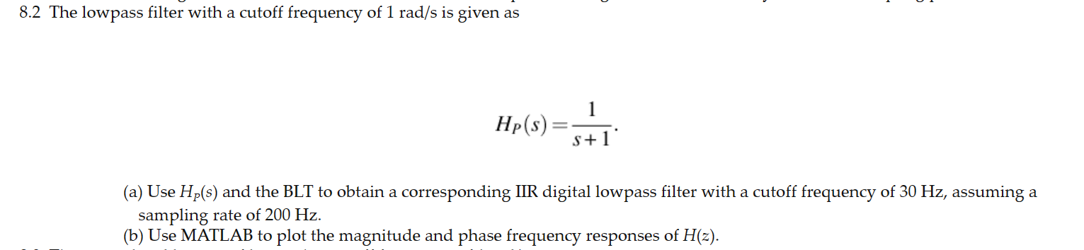 Solved 8.2 ﻿The lowpass filter with a cutoff frequency of | Chegg.com