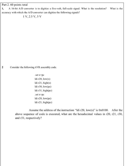 Solved Part 2. 60 points total 1. A 16-bit A/D converter is | Chegg.com