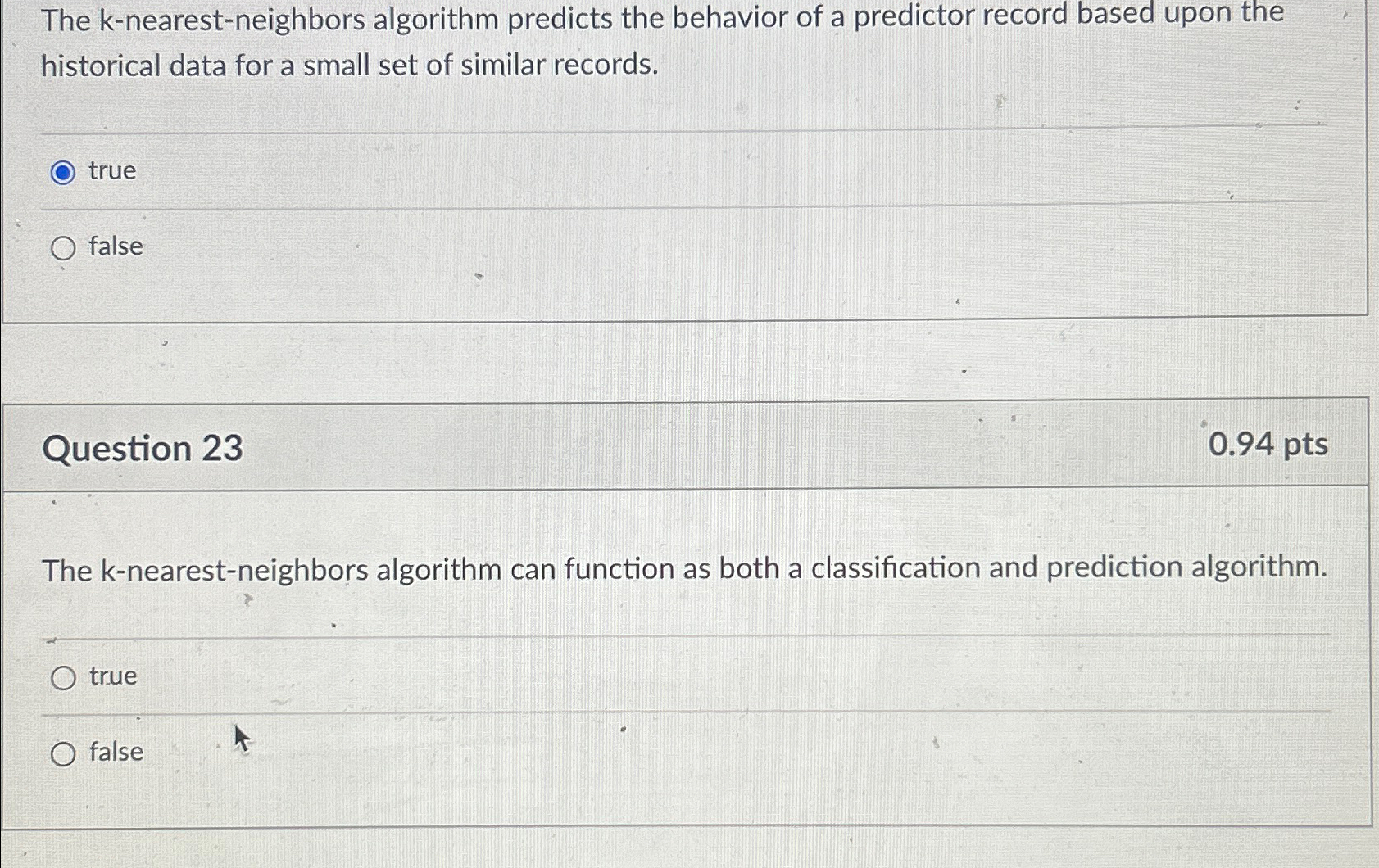 Solved The k-nearest-neighbors algorithm predicts the | Chegg.com