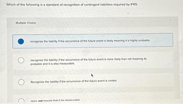 Solved Which of the following is a standard of recognition | Chegg.com