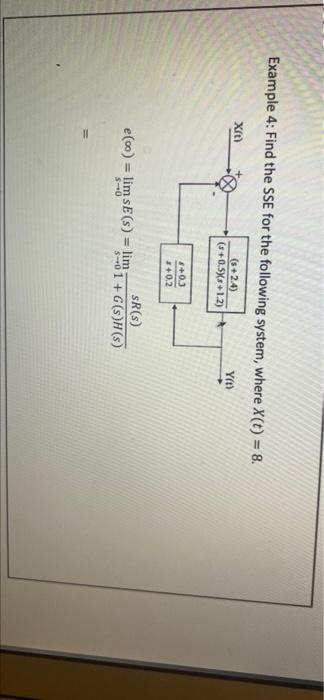 Solved Example 4: Find the SSE for the following system, | Chegg.com