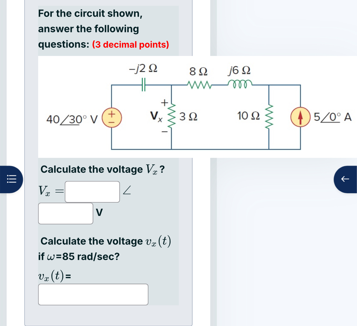 Solved For the circuit shown, answer the following | Chegg.com