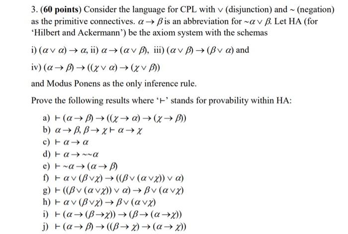 3. (60 points) Consider the language for CPL with ∨ | Chegg.com