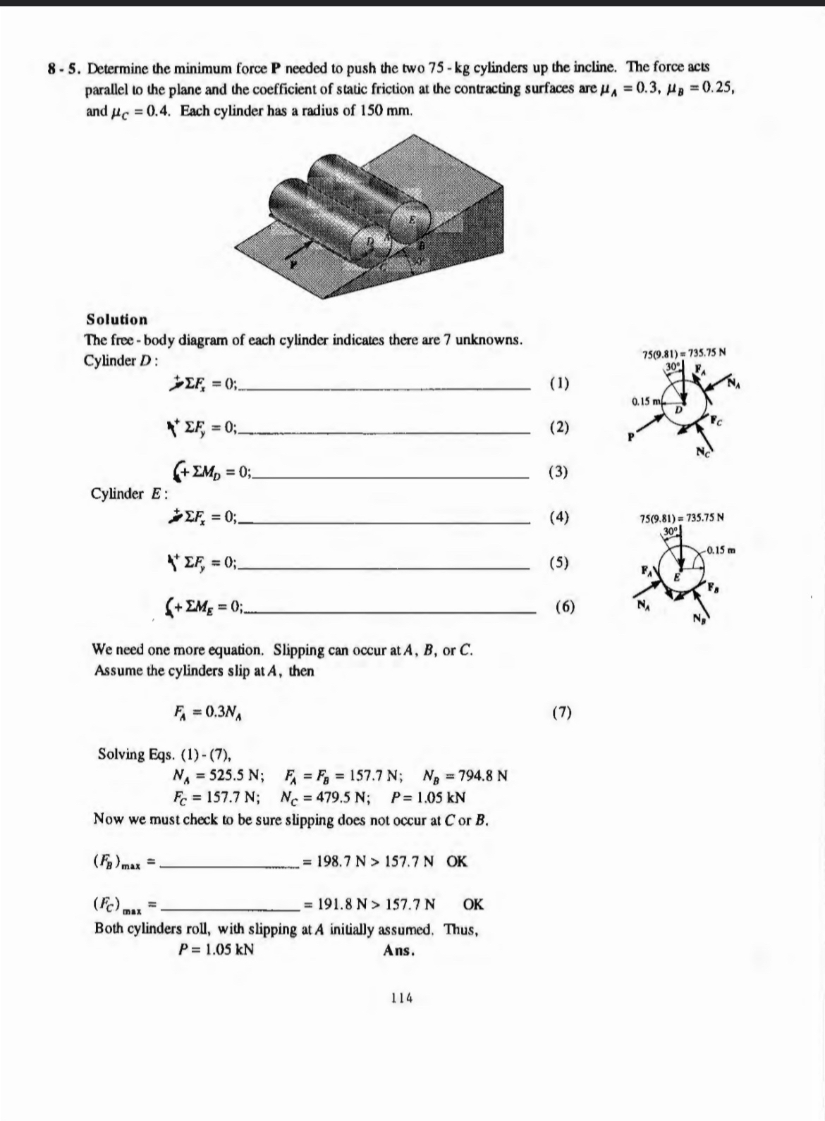 Solved 8 5 ﻿determine The Minimum Force P ﻿needed To Push