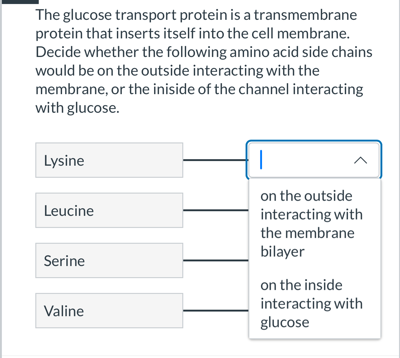 Solved The glucose transport protein is a transmembrane | Chegg.com