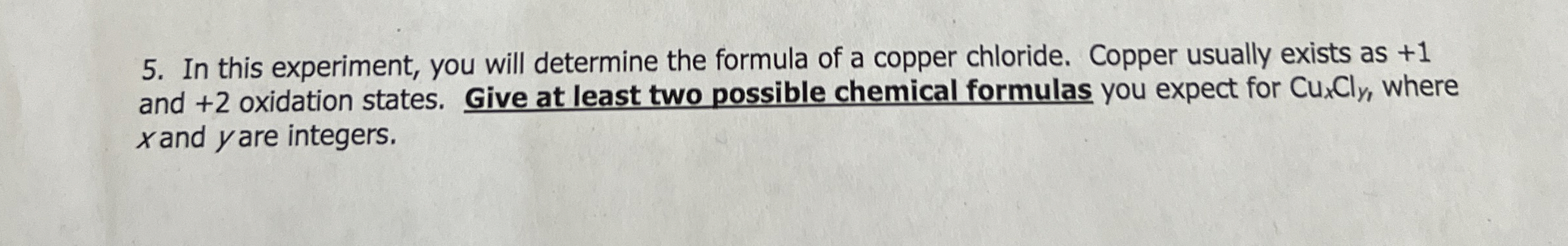Solved In this experiment, you will determine the formula of | Chegg.com