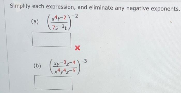 Solved Simplify each expression, and eliminate any negative | Chegg.com