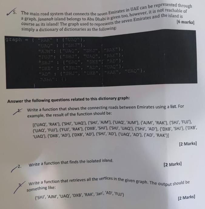 Solved 5. The main road system that connects the seven | Chegg.com