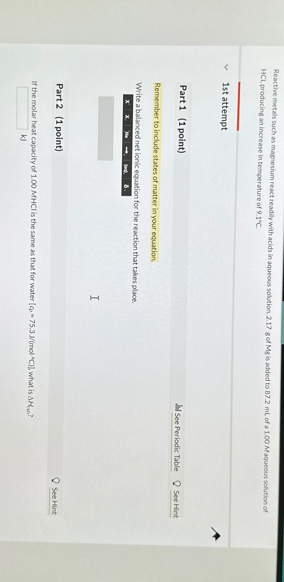 Solved Reactive metals such as magnesium react readily with | Chegg.com