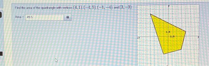 Solved Find the area of the quadrangle with vertices | Chegg.com