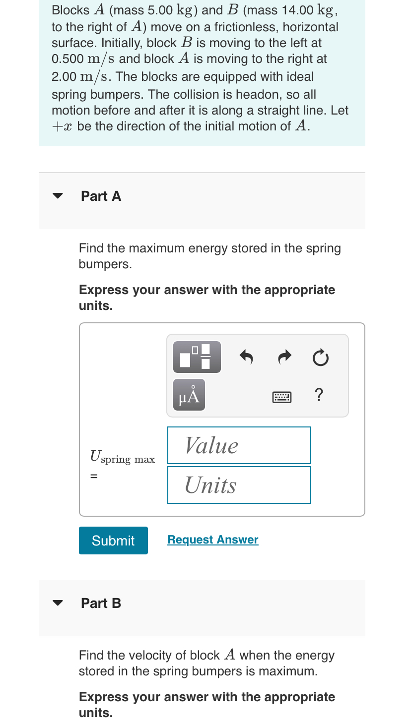 Solved Blocks A (mass 5.00kg ) ﻿and B (mass 14.00kg, ﻿to the | Chegg.com