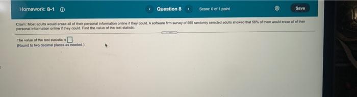Solved Homework 8 1 0 Question 8 Score 0 Of 1 Point Save 