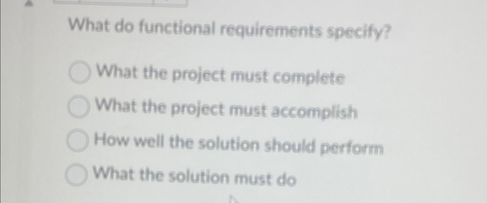 Solved What do functional requirements specify?What the | Chegg.com