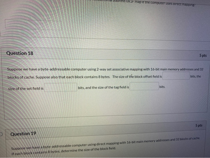 Solved $5 UXIF map in the computer uses direct mapping | Chegg.com