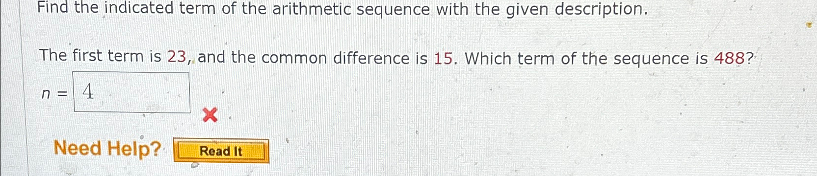 Solved Find the indicated term of the arithmetic sequence | Chegg.com